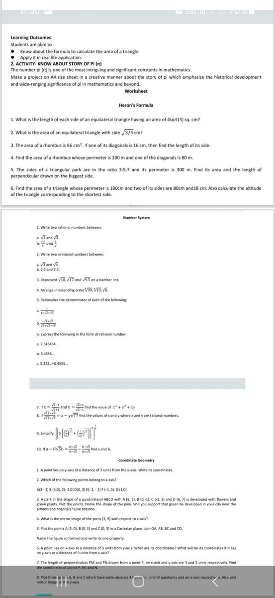 Geometry and Number System Questions What is the length of each side of