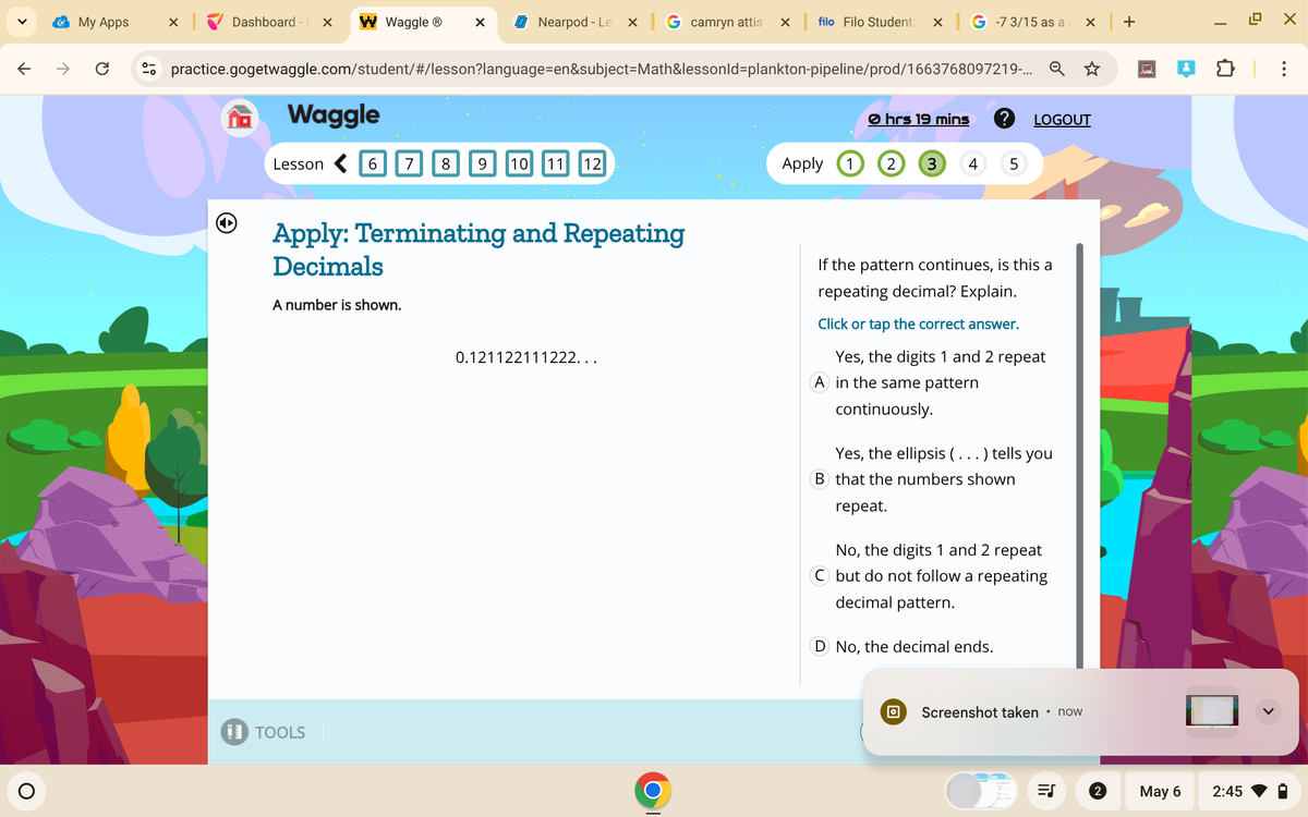 If the pattern continues, is this a repeating decimal? Explain. A number..