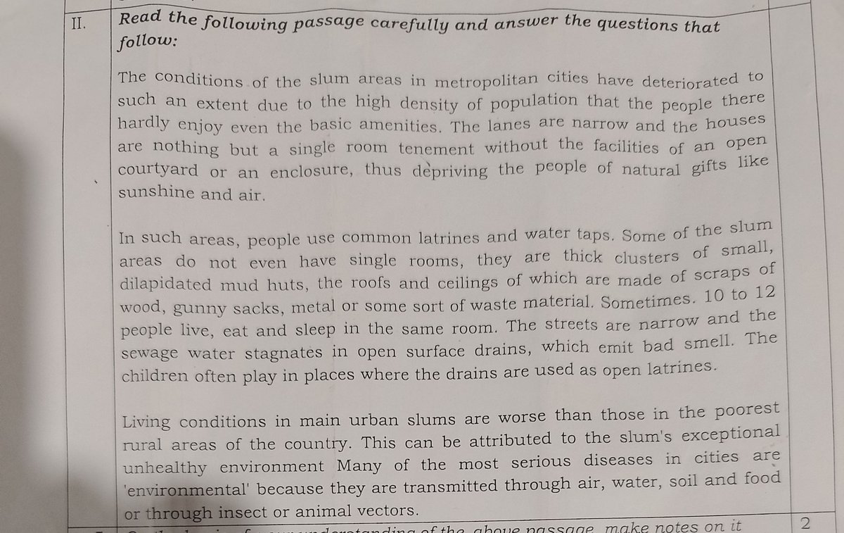 Read the following passage carefully and answer the questions that follow..