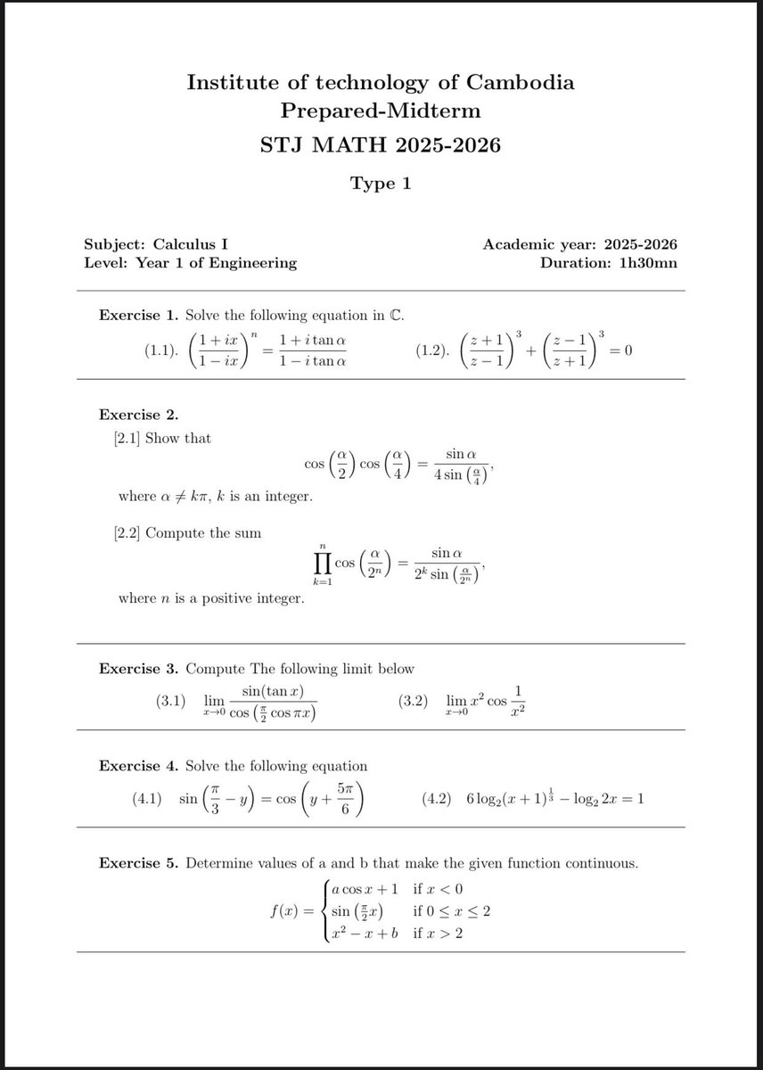 Exercise 1. Solve the following equation in C. (1.1). \left(\frac{1+ix}..