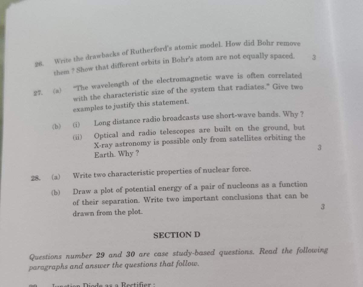 Write the drawbacks of Rutherford's atomic model. How did Bohr remove the..