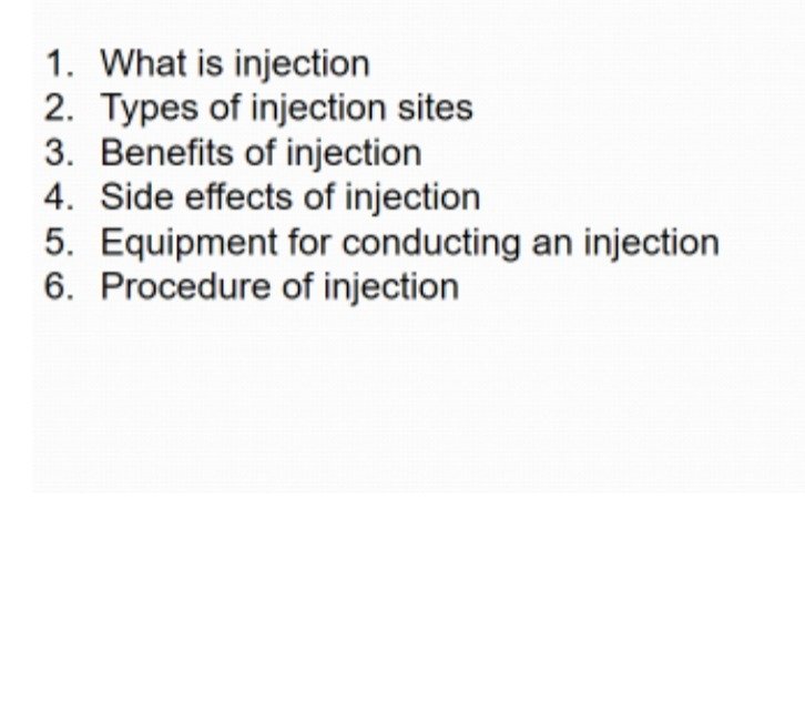 What is injection? Types of injection sites Benefits of injection Side ef..