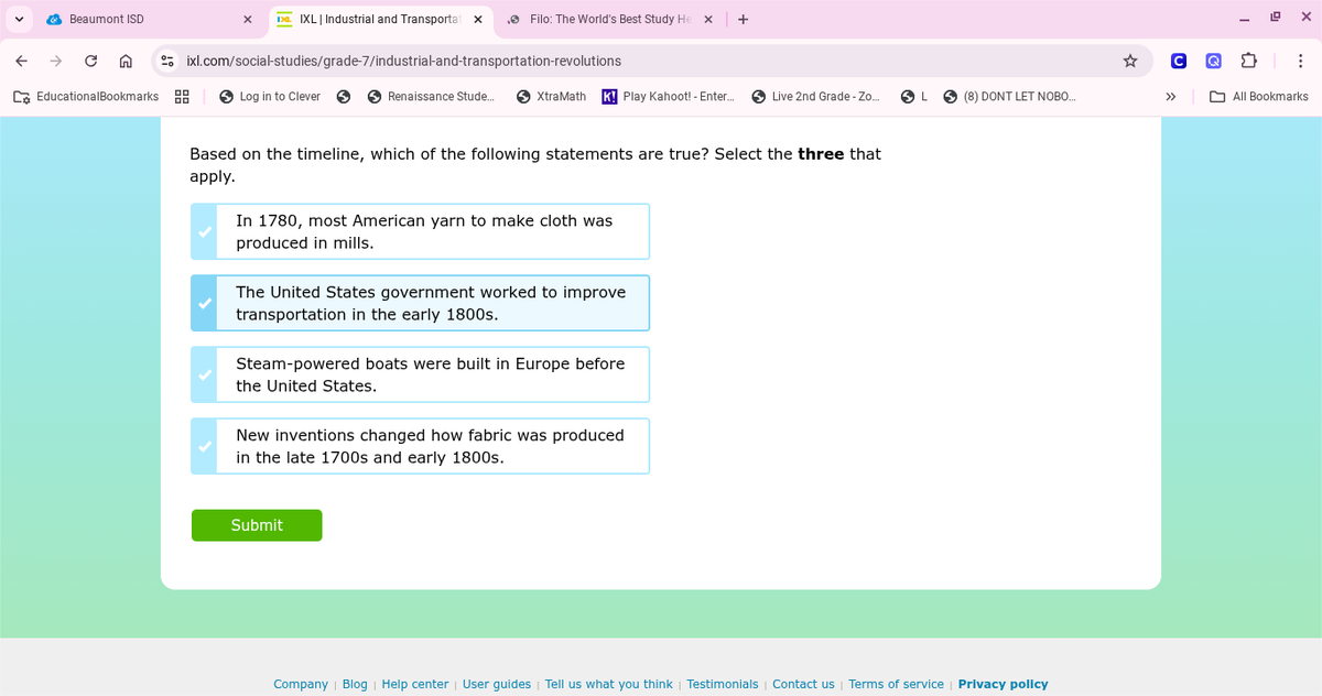 Based on the timeline, which of the following statements are true? Select..