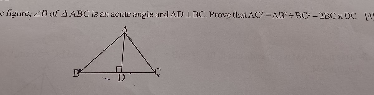 In the figure, \angle B of triangle \triangle ABC is an acute angle a..