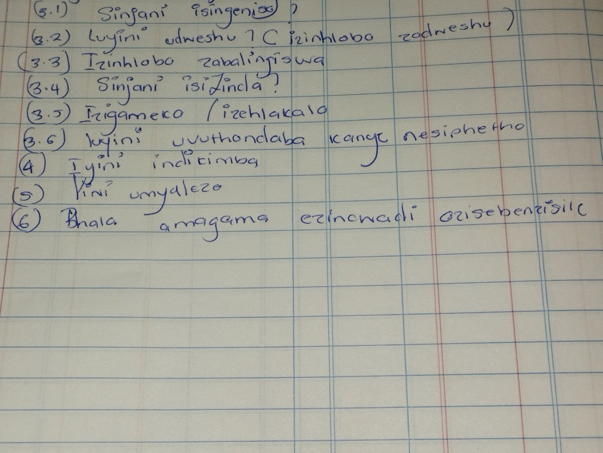 3.1) Sinjani isingeniso? 3.2) Luyini edweshu 7 C izinhlobo zadweshu? 3...