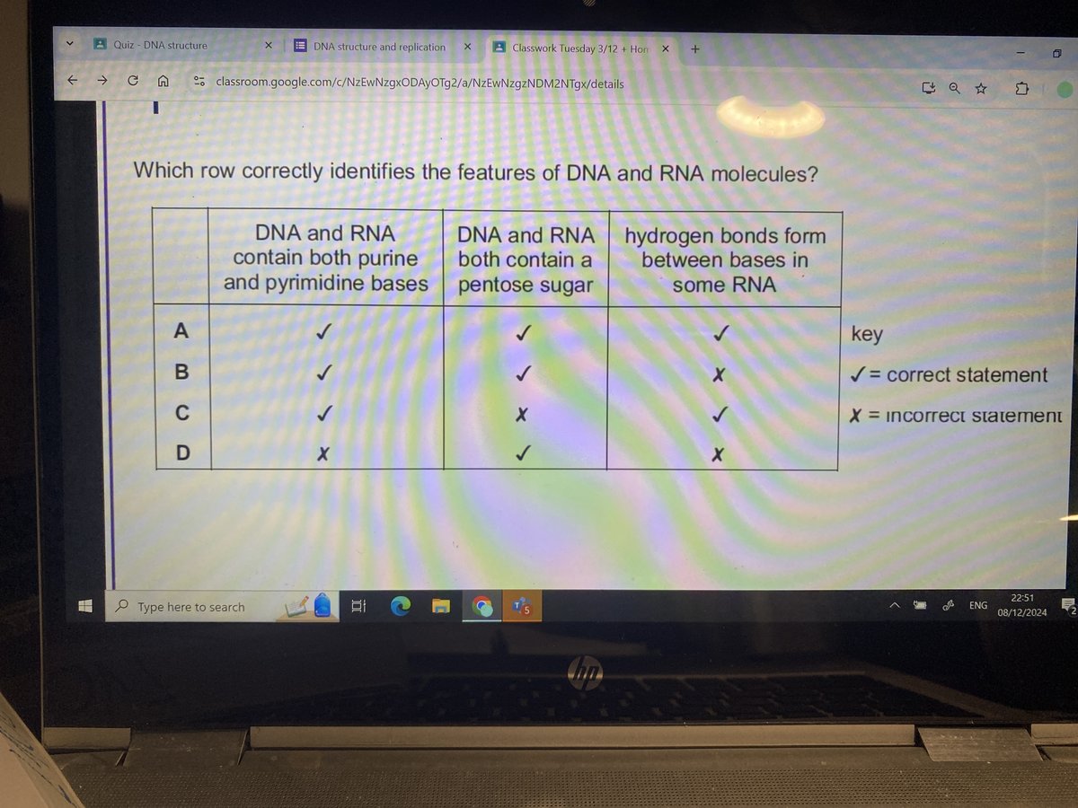 Quiz - DNA structure DNA structure and replication Classwork Tuesday 3/12..