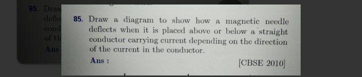 Draw a diagram to show how a magnetic needle deflects when it is placed a..