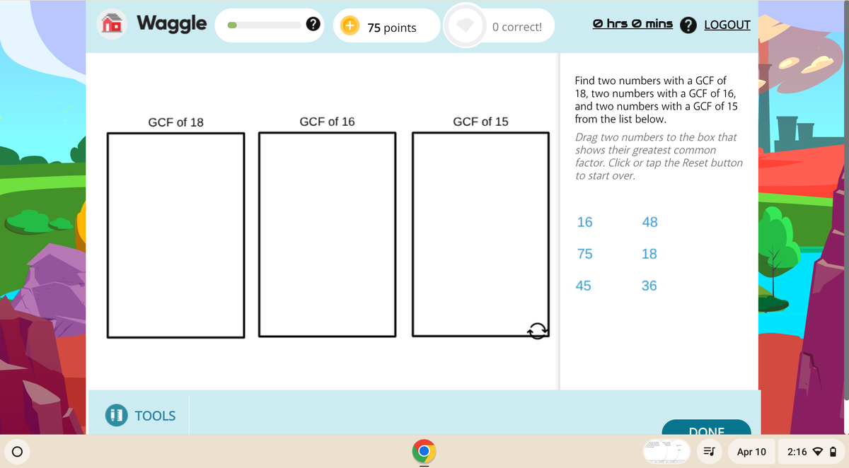 Find two numbers with a GCF of 18, two numbers with a GCF of 16, and two