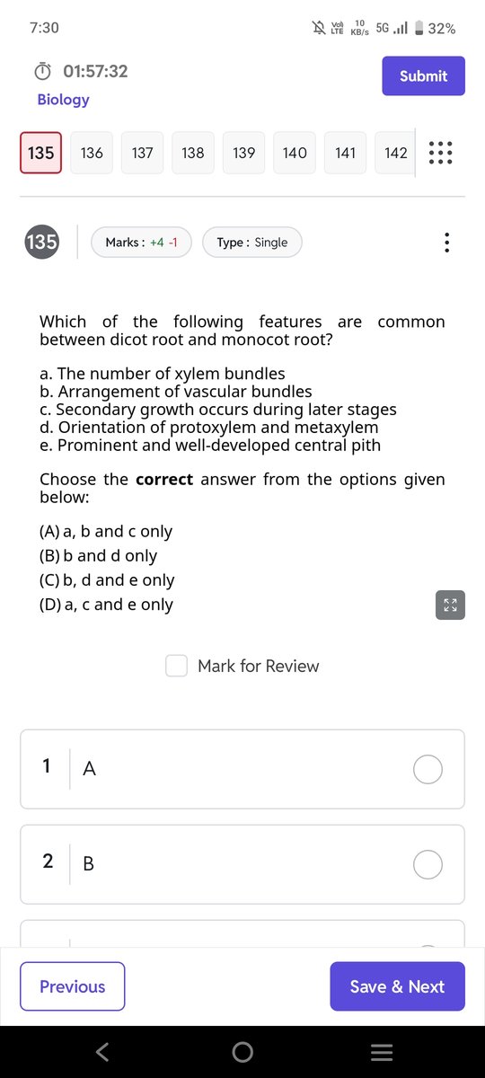 Which of the following features are common between dicot root and monocot..