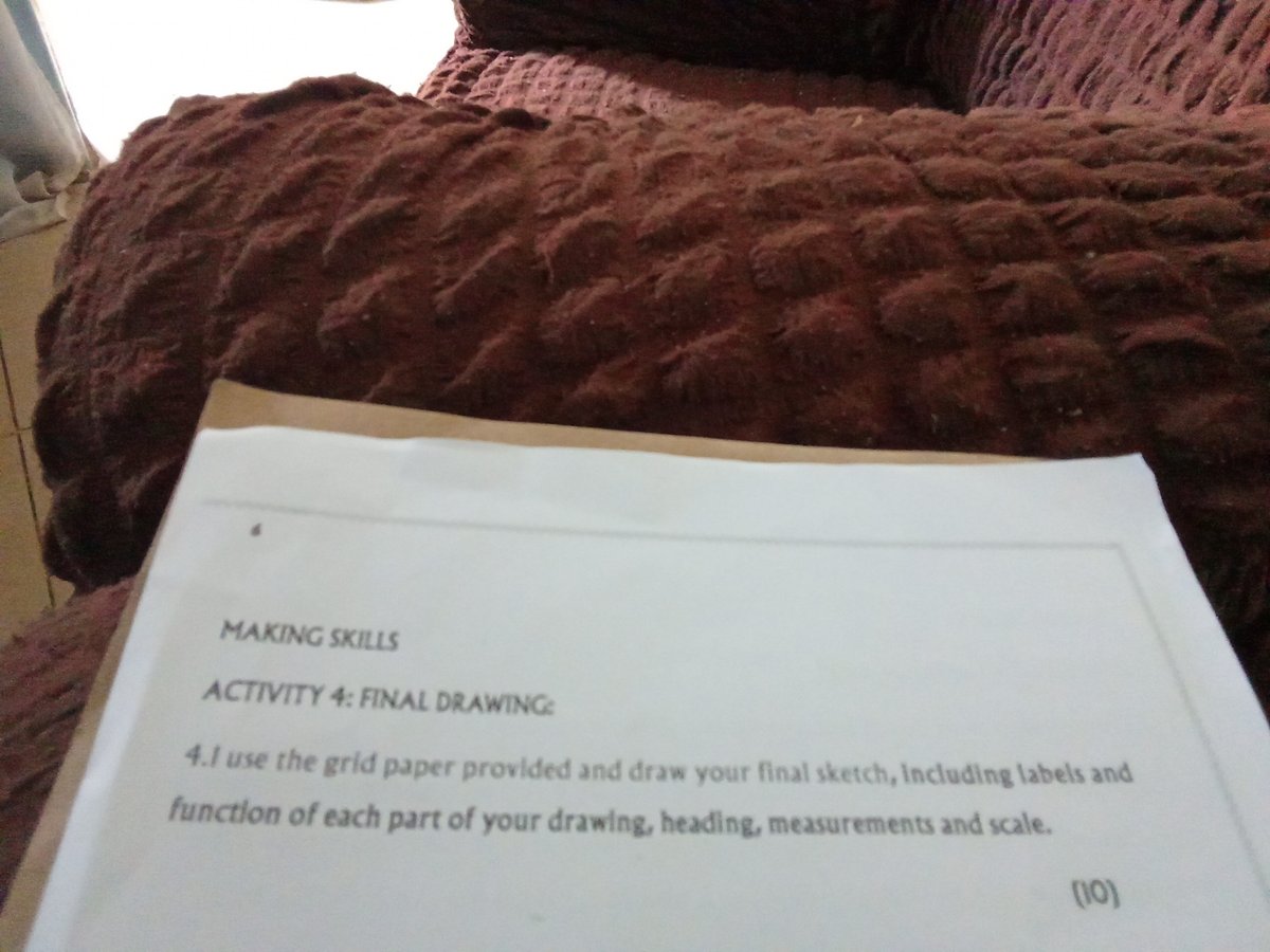 ACTIVITY 4: FINAL DRAWING 4.1 Use the grid paper provided and draw your