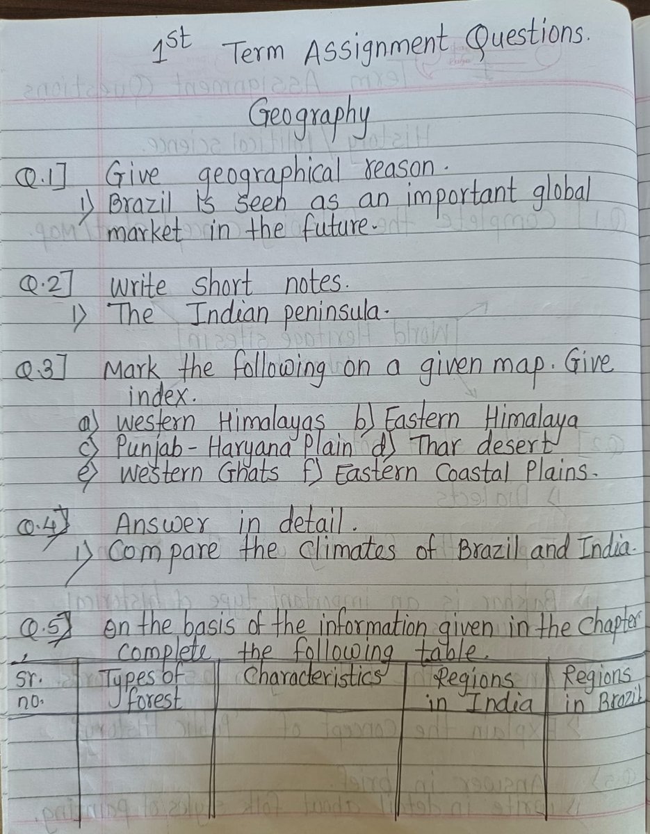Geography Q.1 Give geographical reason. Brazil is seen as an important