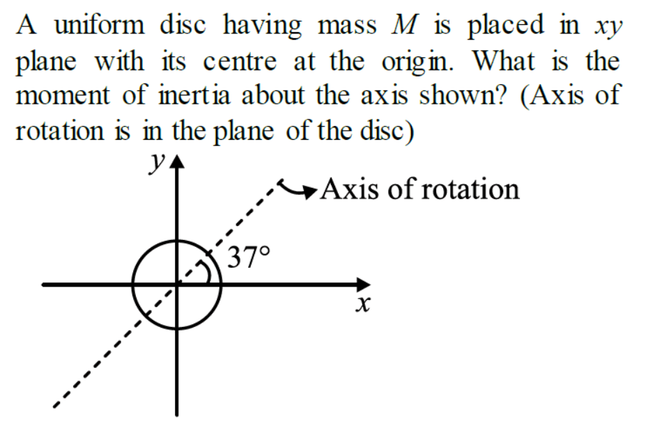 A uniform disc having mass M is placed in x y plane with its centre at th..