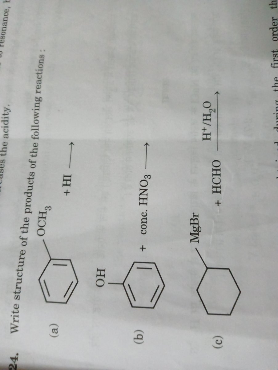 Write the structure of the products of the following reactions: (a) Meth..