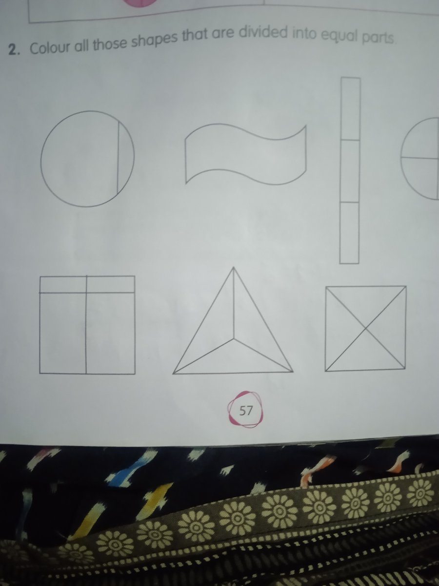 Colour all those shapes that are divided into equal parts 57 | Filo