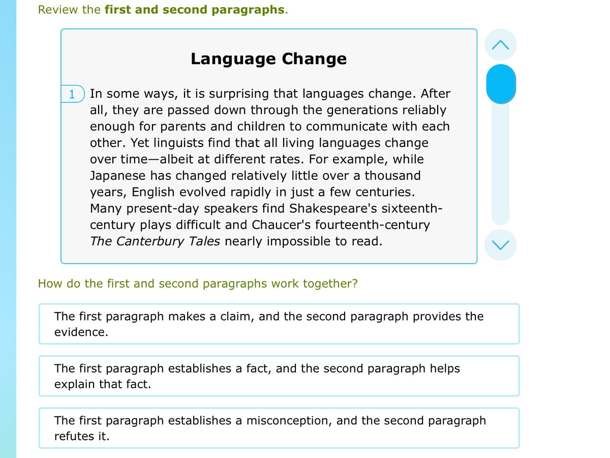 Review the first and second paragraphs. Language Change 1) In some ways..