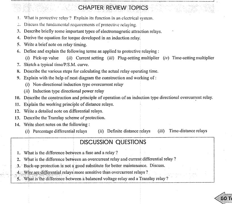 Chapter Review Topics What is protective relay? Explain its function in