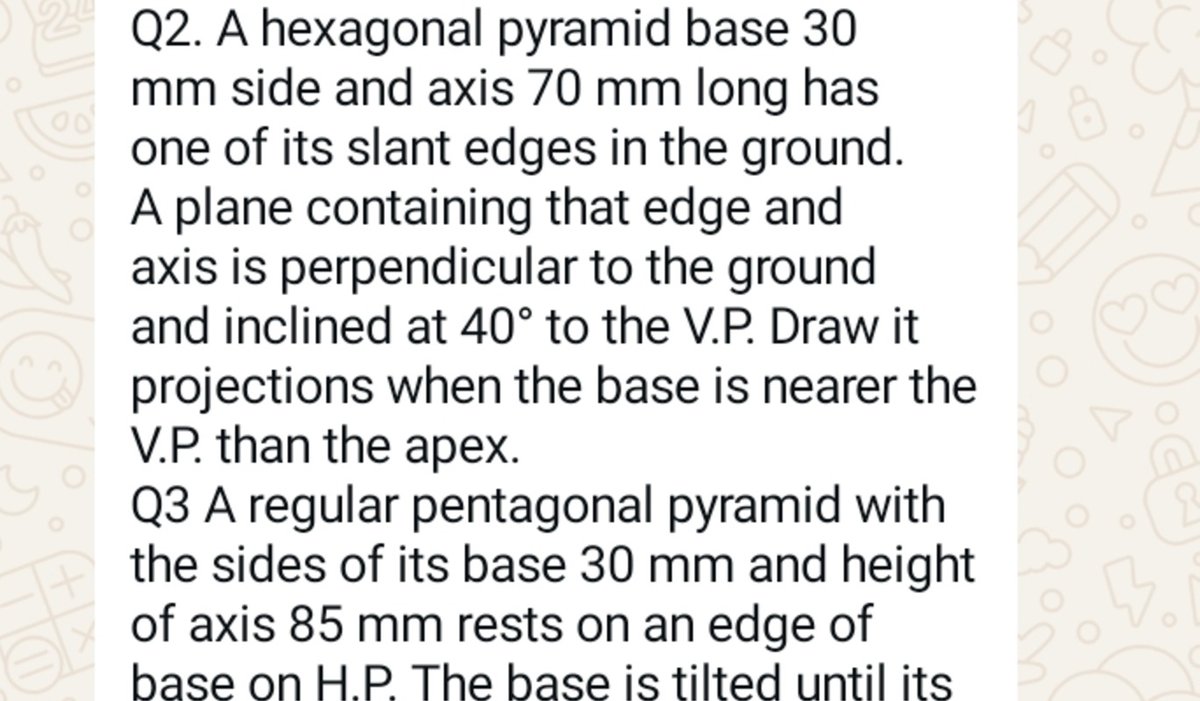 Question 2 A hexagonal pyramid with a base side of 30 mm and an axis leng..