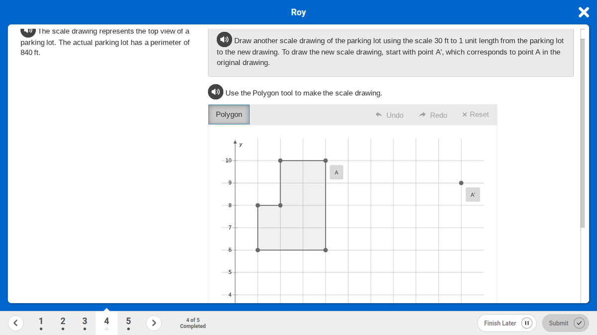 The scale drawing represents the top view of a parking lot. The actual pa..