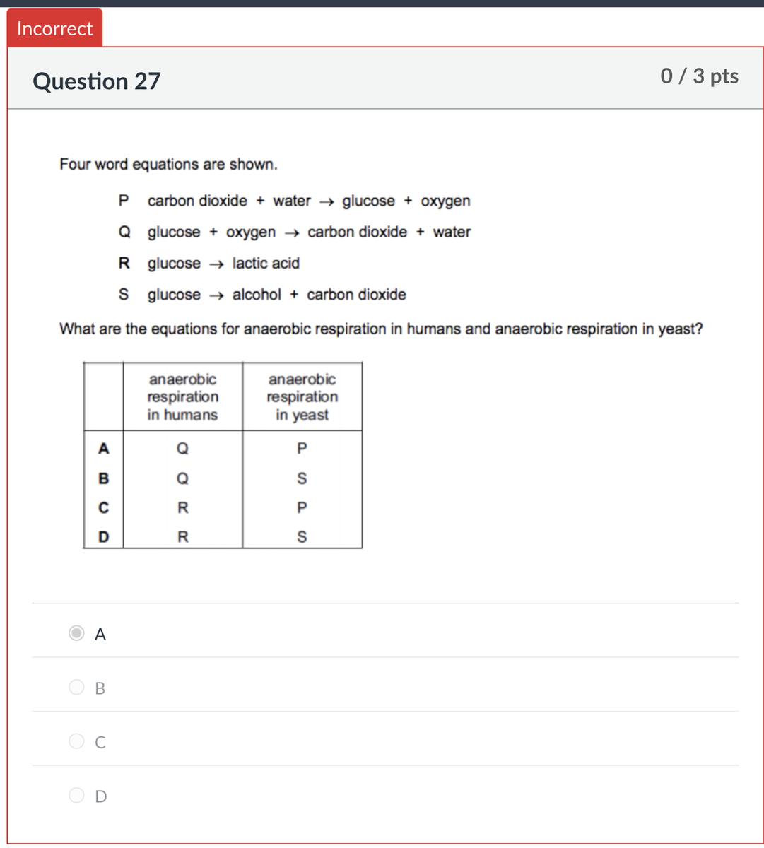 Four word equations are shown: P carbon dioxide + water → glucose + oxyg..