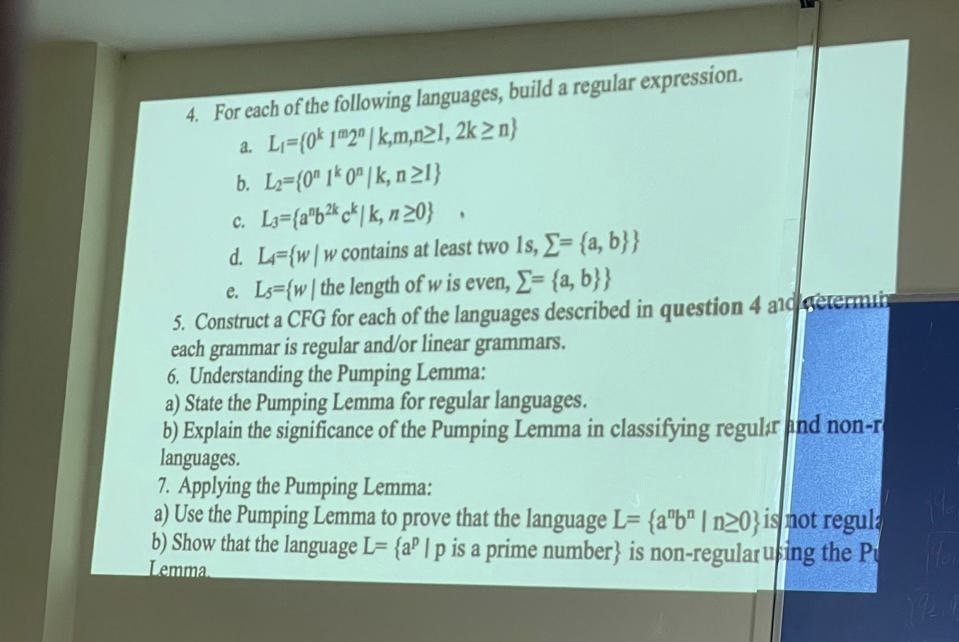 For each of the following languages, build a regular expression. a. L₁..
