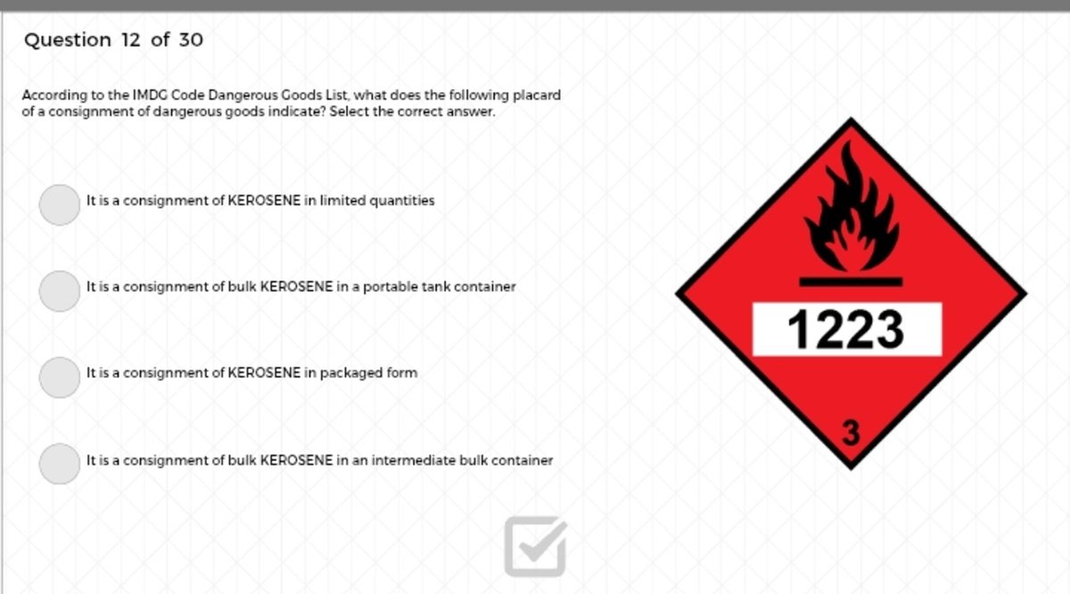 Question: According to the IMDG Code Dangerous Goods List, what does the