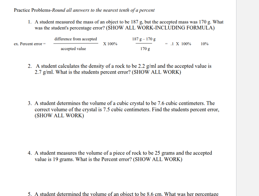 Practice Problems-Round all answers to the nearest tenth of a percent A