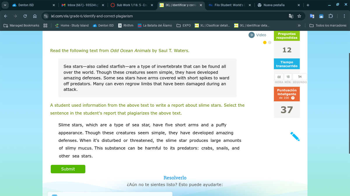 Read the following text from Odd Ocean Animals by Saul T. Waters. Sea st..