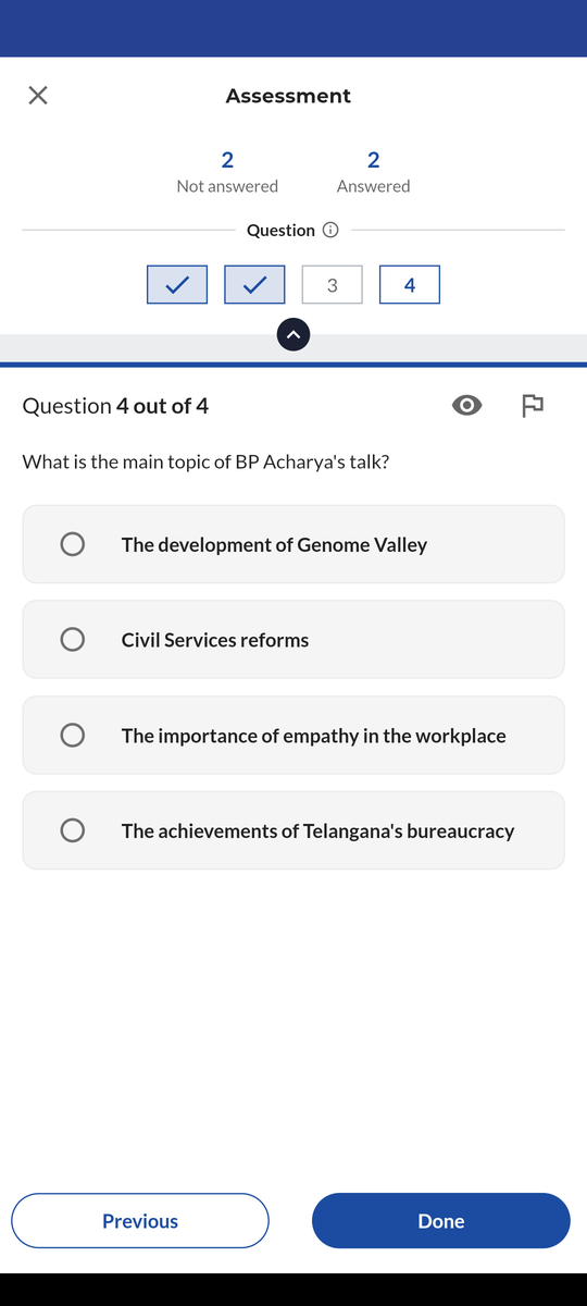 Assessment 2 Not answered 2 Answered Question \qquad \square 3 4 Questi..