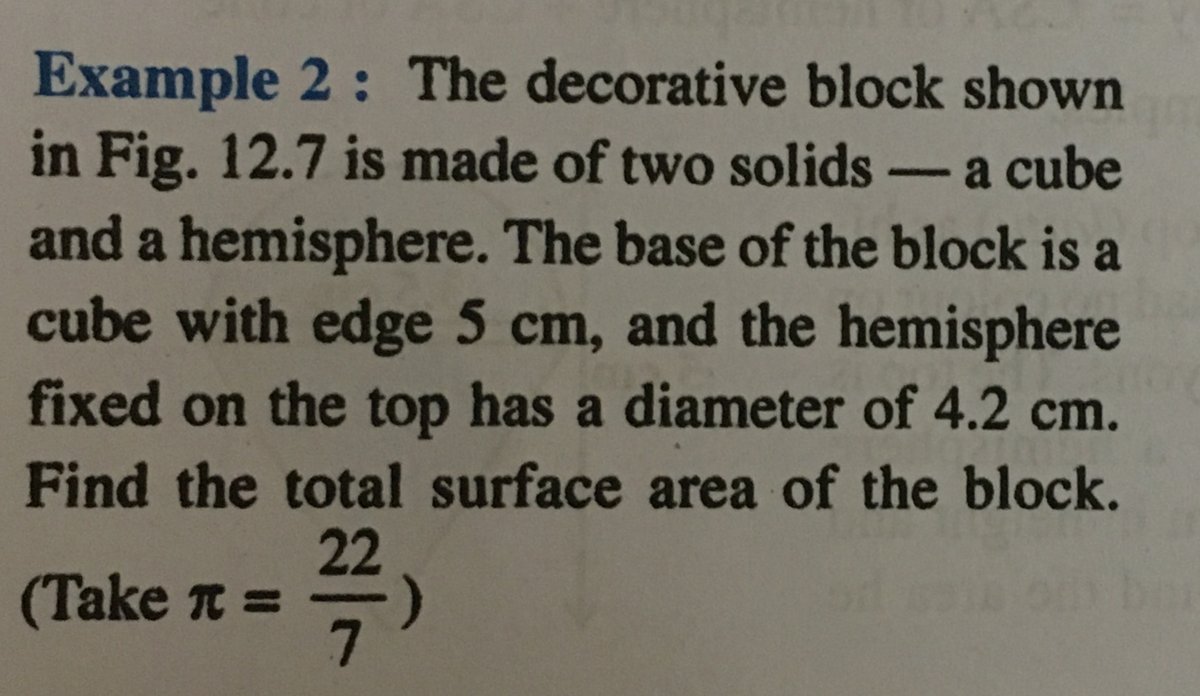 The decorative block shown in Fig. 12.7 is made of two solids - a cube an..