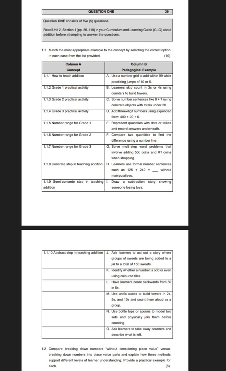 Question ONE consists of five (5) questions. Read Unit 2, Section 1 (pp.