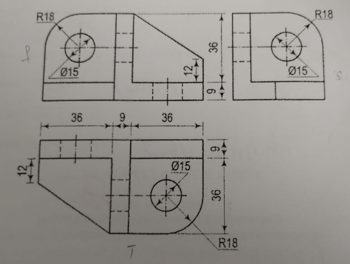 Given a technical drawing with multiple views and dimensions, including r..