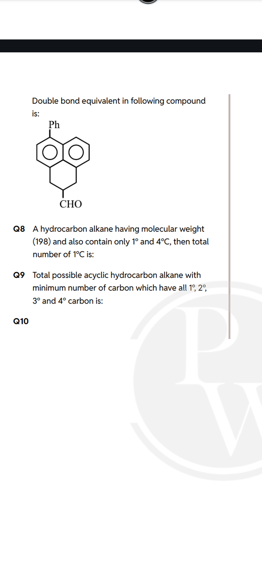 Question 1: Double bond equivalent in given compound Calculate the double..