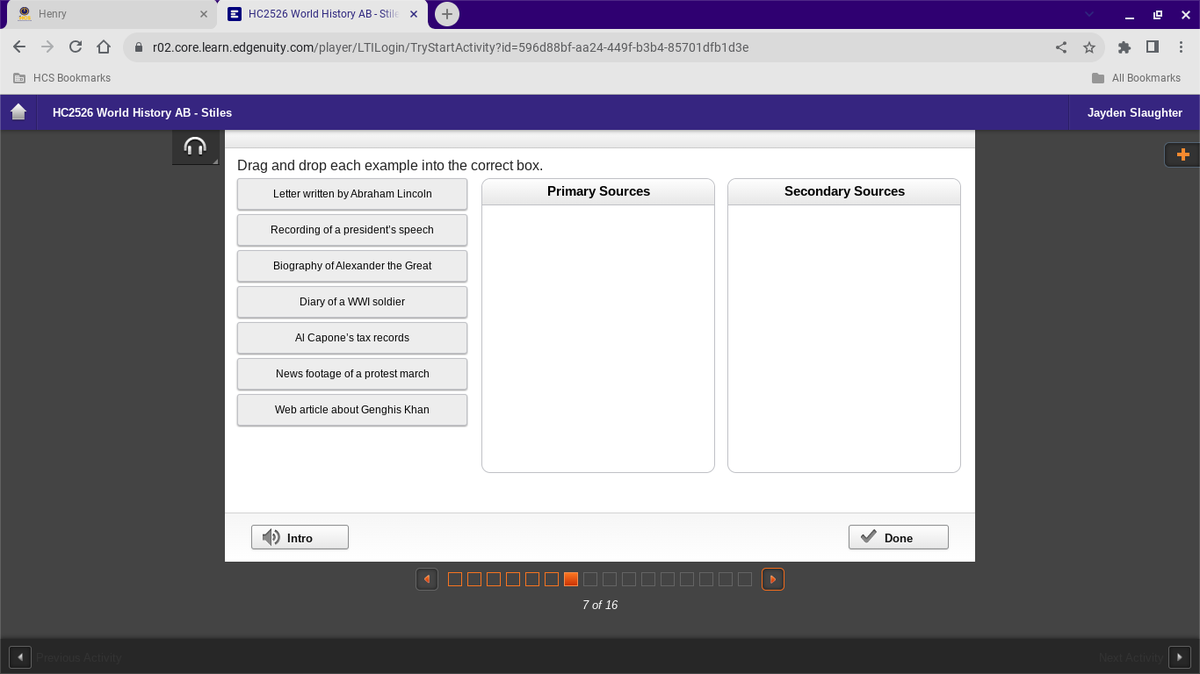 Drag and drop each example into the correct box. Letter written by Abrah..