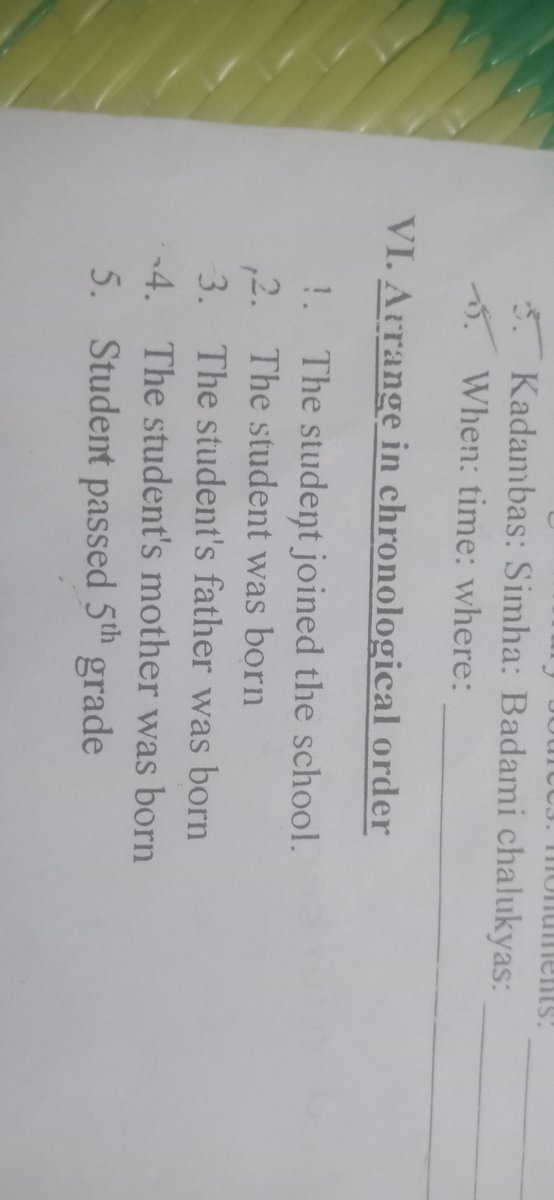 Arrange the following events in chronological order: The student joined