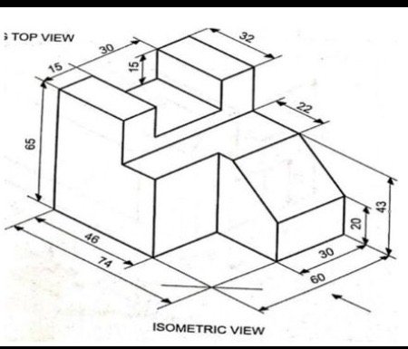 Given the isometric view of a mechanical part with the following dimensio..