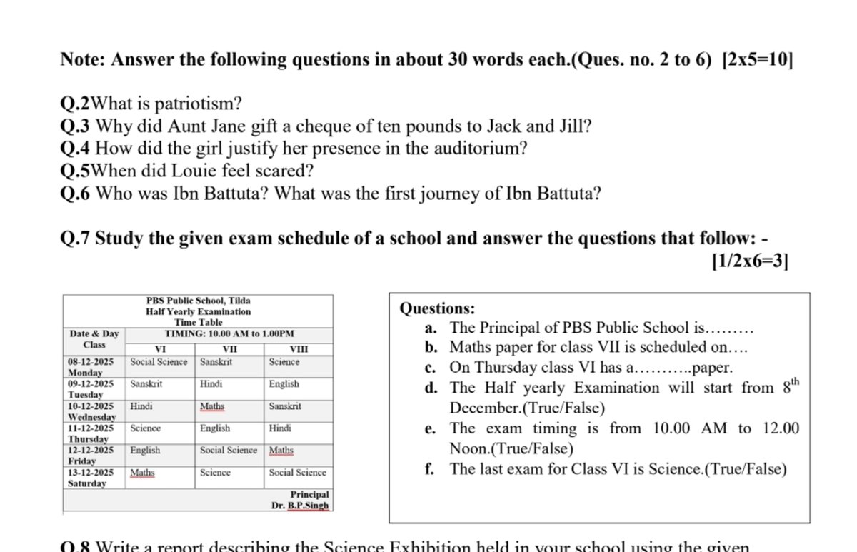 Questions Q2. What is patriotism? Q3. Why did Aunt Jane gift a cheque o..