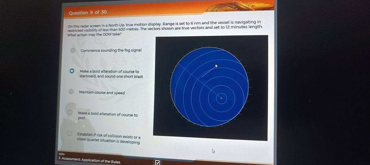 Radar screen scenario question On this radar screen in a North Up, true