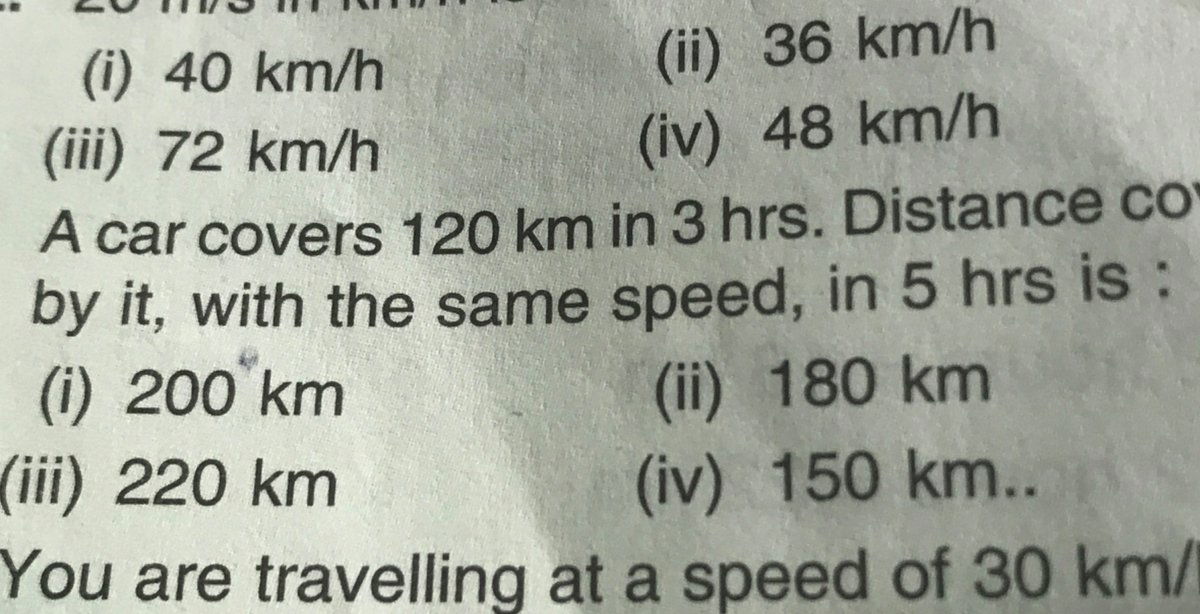 A car covers 120 km in 3 hours. What distance will it cover in 5 hours at..