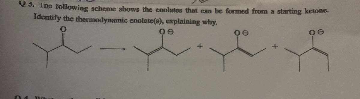 The following scheme shows the enolates that can be formed from a startin..