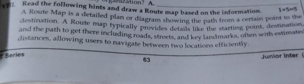 Read the following hints and draw a Route map based on the information.