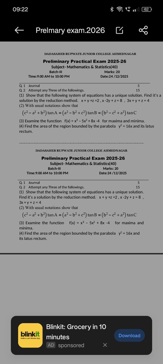 Question 2: Attempt any Three of the following Show that the following s..