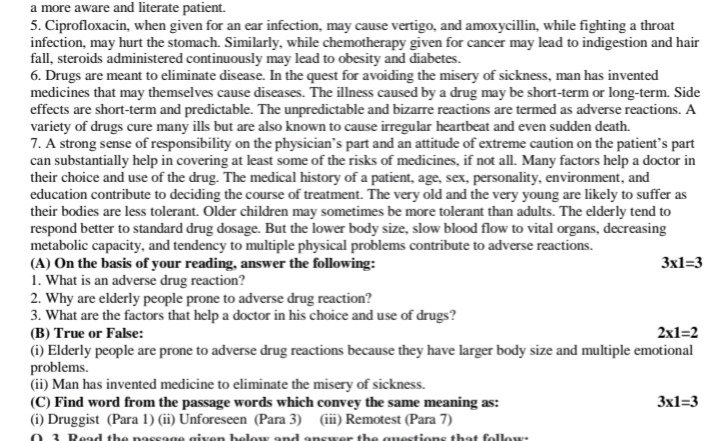 Based on the passage: (A) Answer the following: What is an adverse drug
