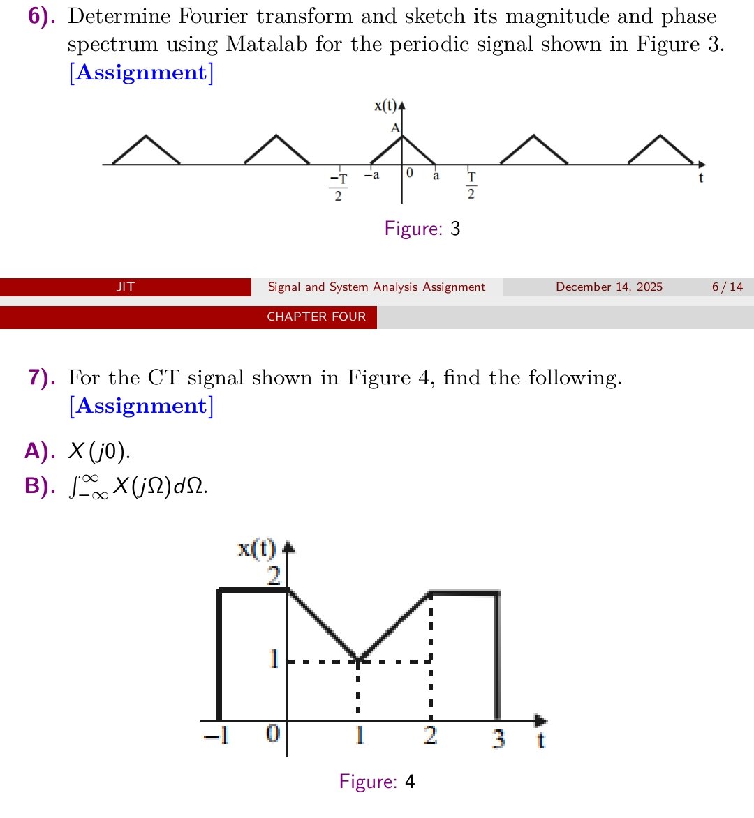 6) Determine Fourier transform and sketch its magnitude and phase spectru..