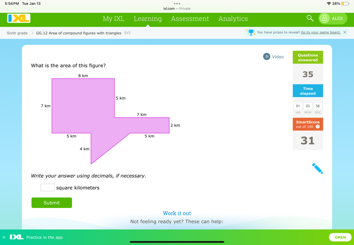 What is the area of this figure? The figure is a compound shape made up