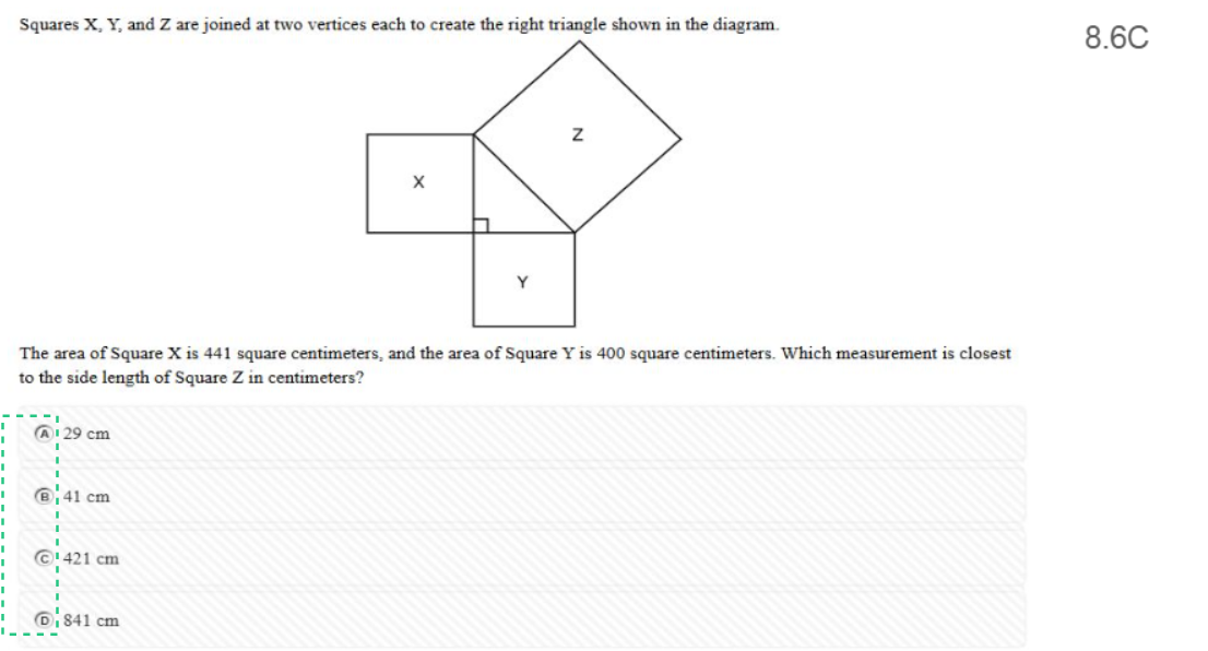 Squares X, Y, and Z are joined at two vertices each to create the right t..