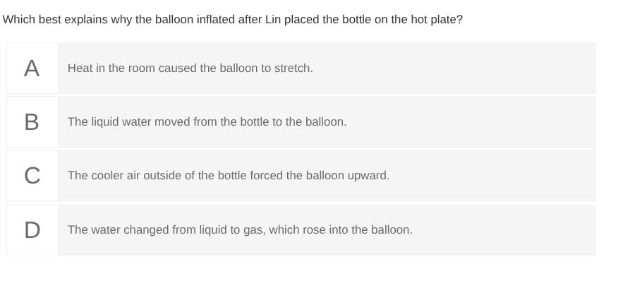 Which best explains why the balloon inflated after Lin placed the bottle