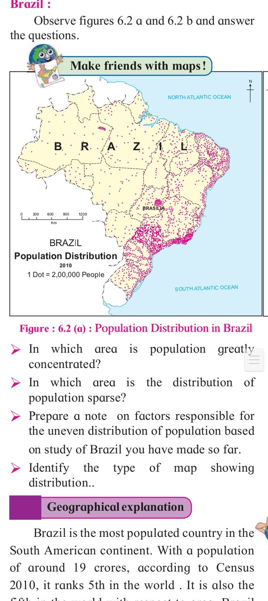Questions based on Population Distribution in Brazil (Figure 6.2 a) In w..