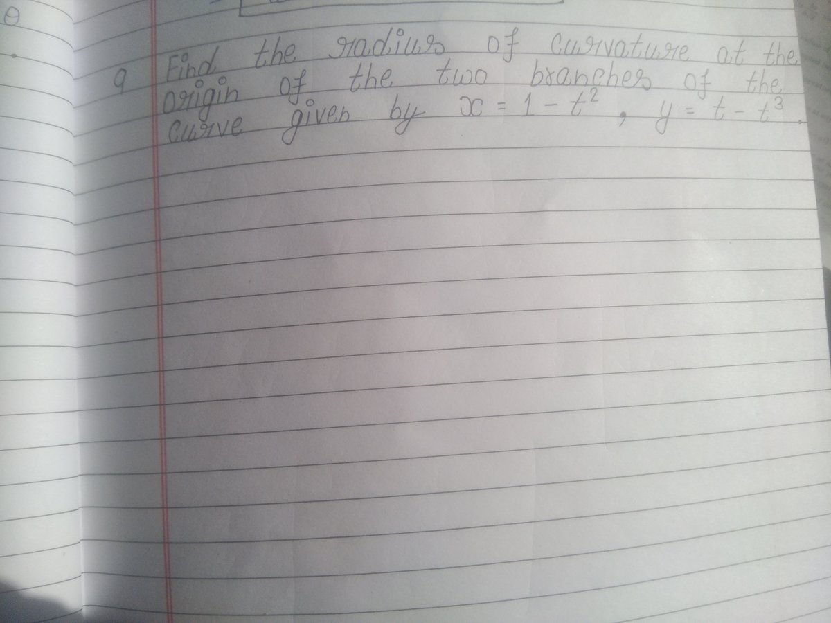 Find the radius of curvature at the origin of the two branches of the cur..