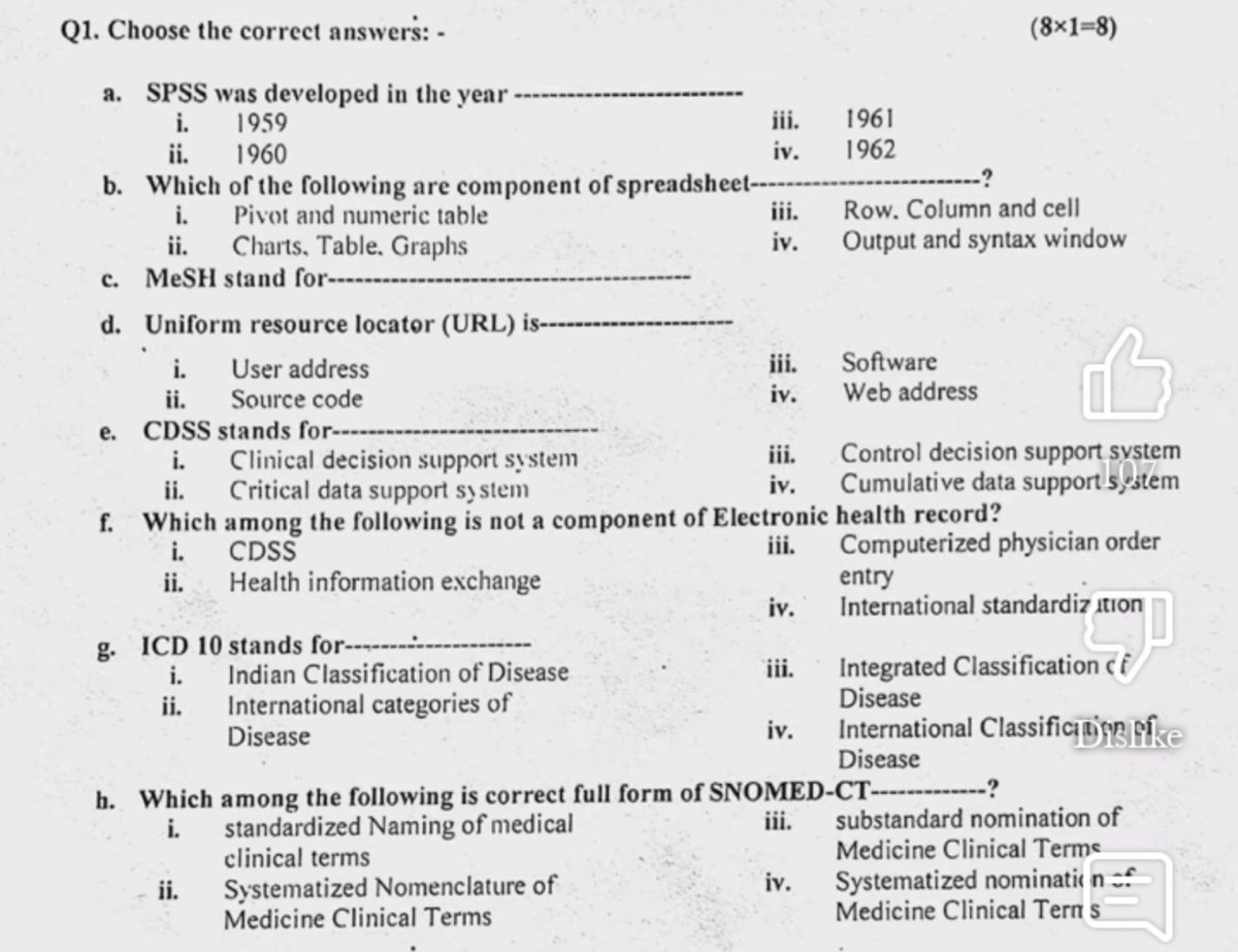 Multiple Choice Questions SPSS was developed in the year __ i. 1959