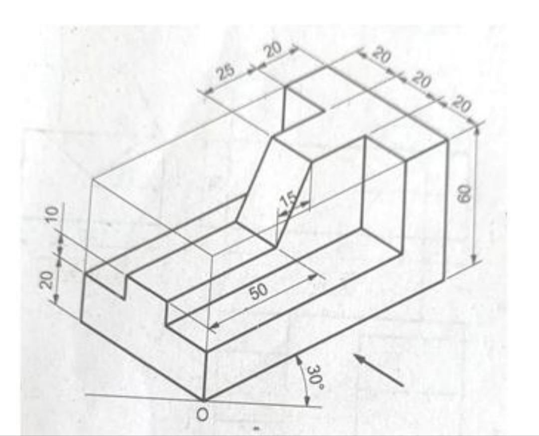 How to draw Front View (FV), Top View (TV), and Side View of the given 3D..